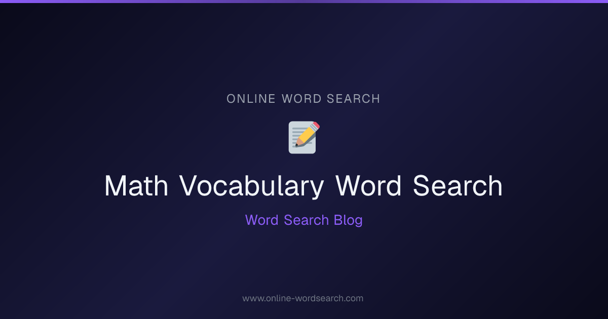 Math Vocabulary Word Search: Making Numbers Speak English